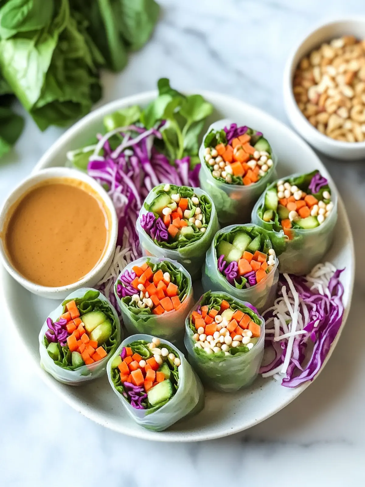Crispy Vegetable Spring Rolls with Dreamy Peanut Sauce