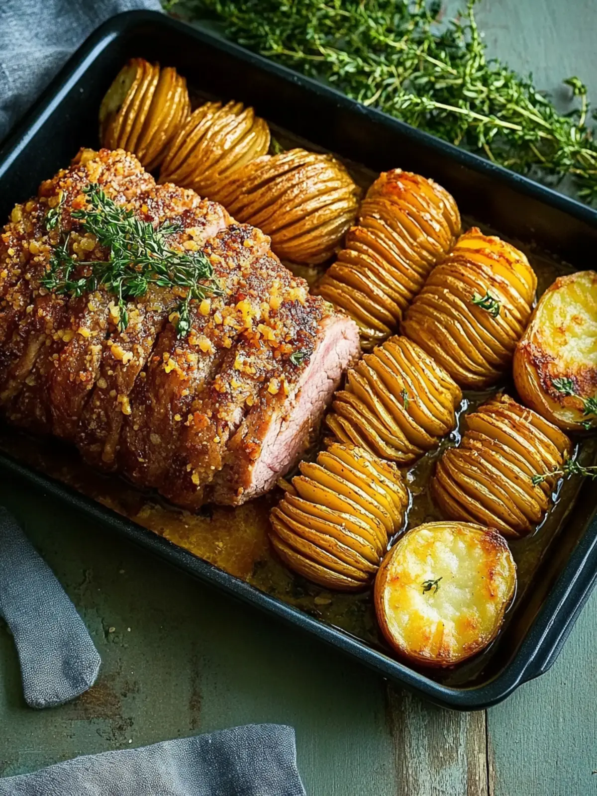 Irresistible Roast Pork with Crispy Hasselback Potatoes