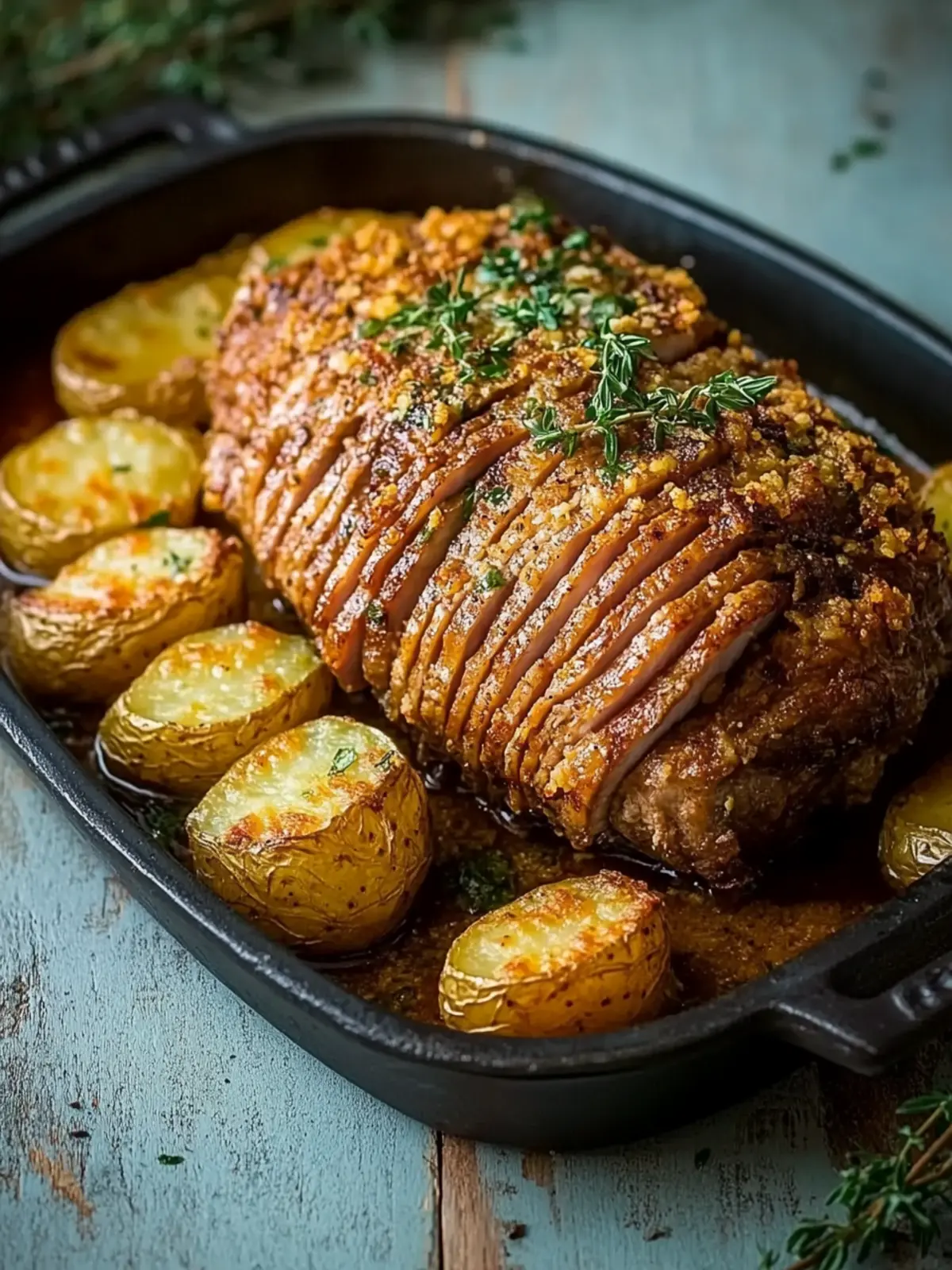 Irresistible Roast Pork with Crispy Hasselback Potatoes