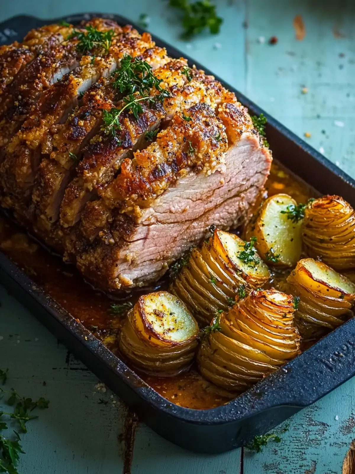 Irresistible Roast Pork with Crispy Hasselback Potatoes